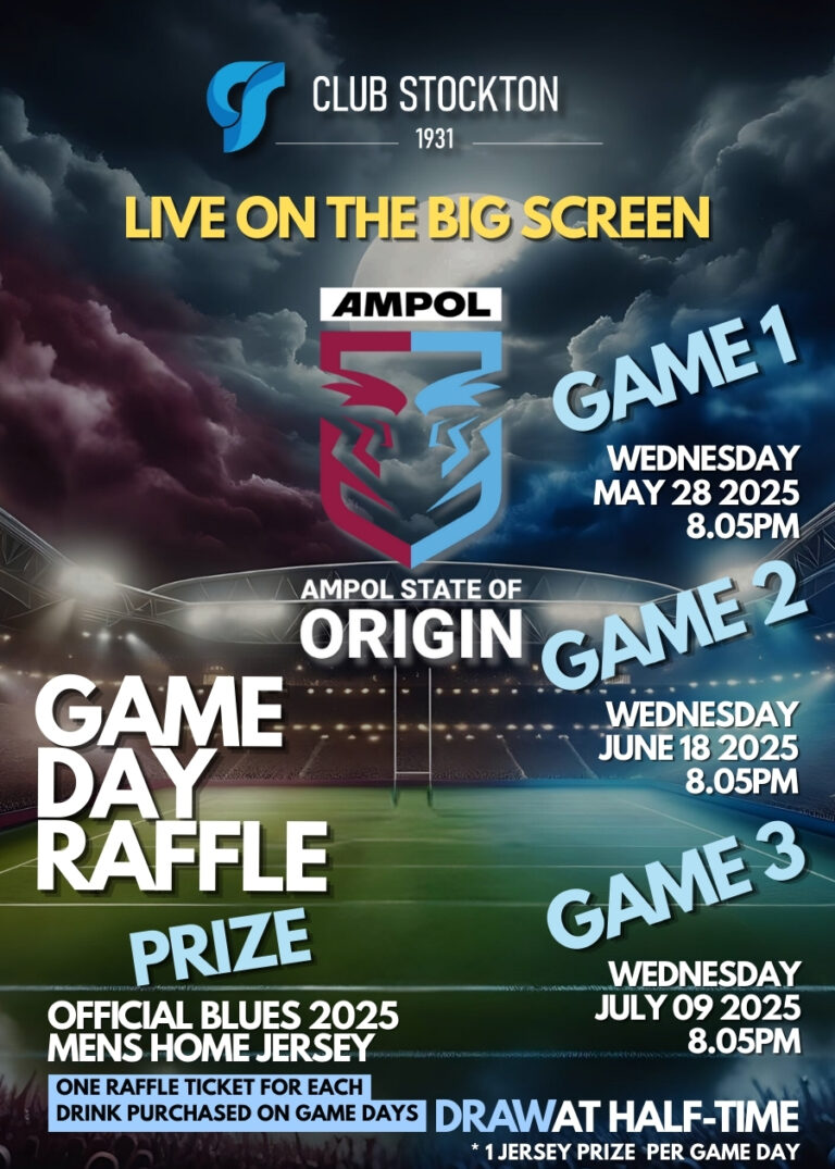 State of Origin 2025 plus Official Blues Shirt Raffle - Club Stockton ...