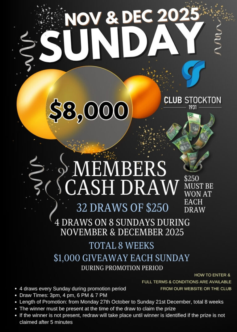 Club Stockton $8000 Members Cash Draw Nov Dec 2025 - Club Stockton