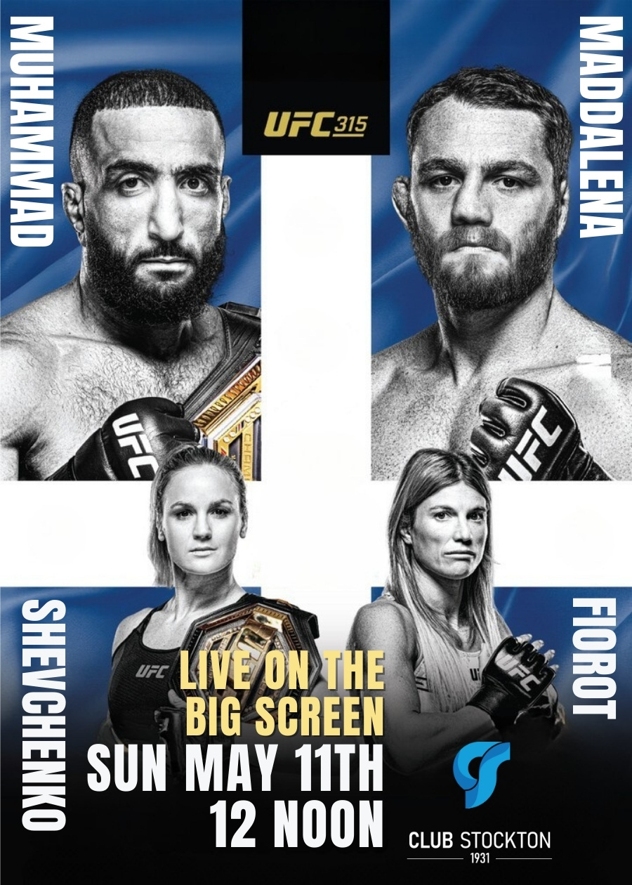 Join us at Club Stockton for UFC 315 Live on the BIG Screen